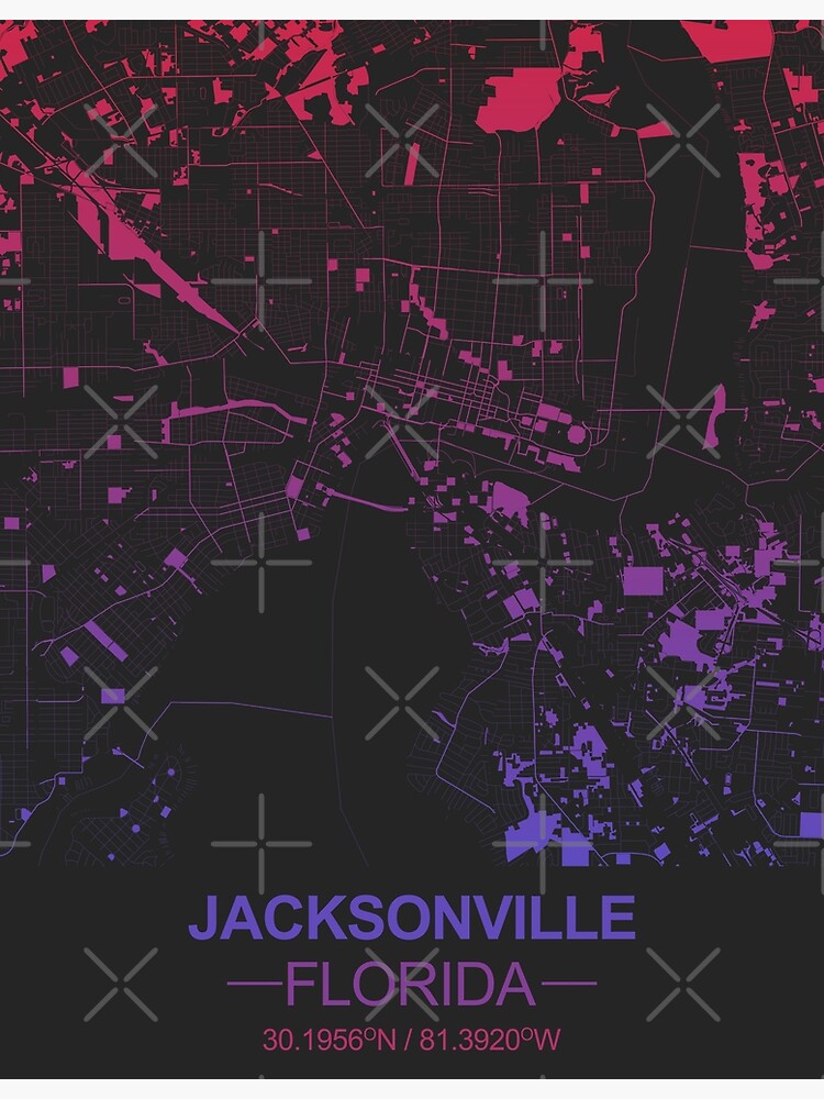 "Jacksonville Pink Blue Map Art Florida USA" Poster for Sale by ...