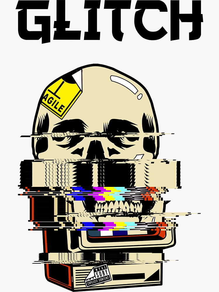 "Glitch, skull and TV" Sticker by MindBlownWill | Redbubble