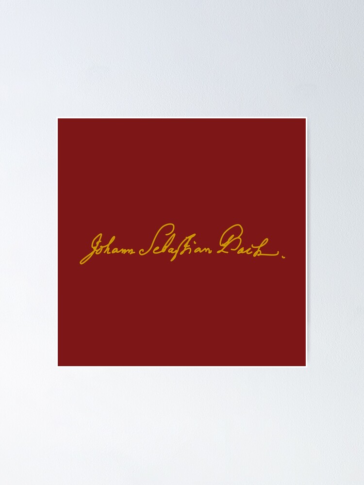"Bach - Signature - Old Gold On Dark Red - RB" Poster for Sale by ...