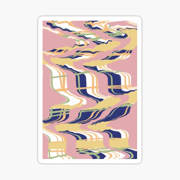 "Retro Abstract Wavy Bue Plink Yellow Check" Sticker for Sale by ...