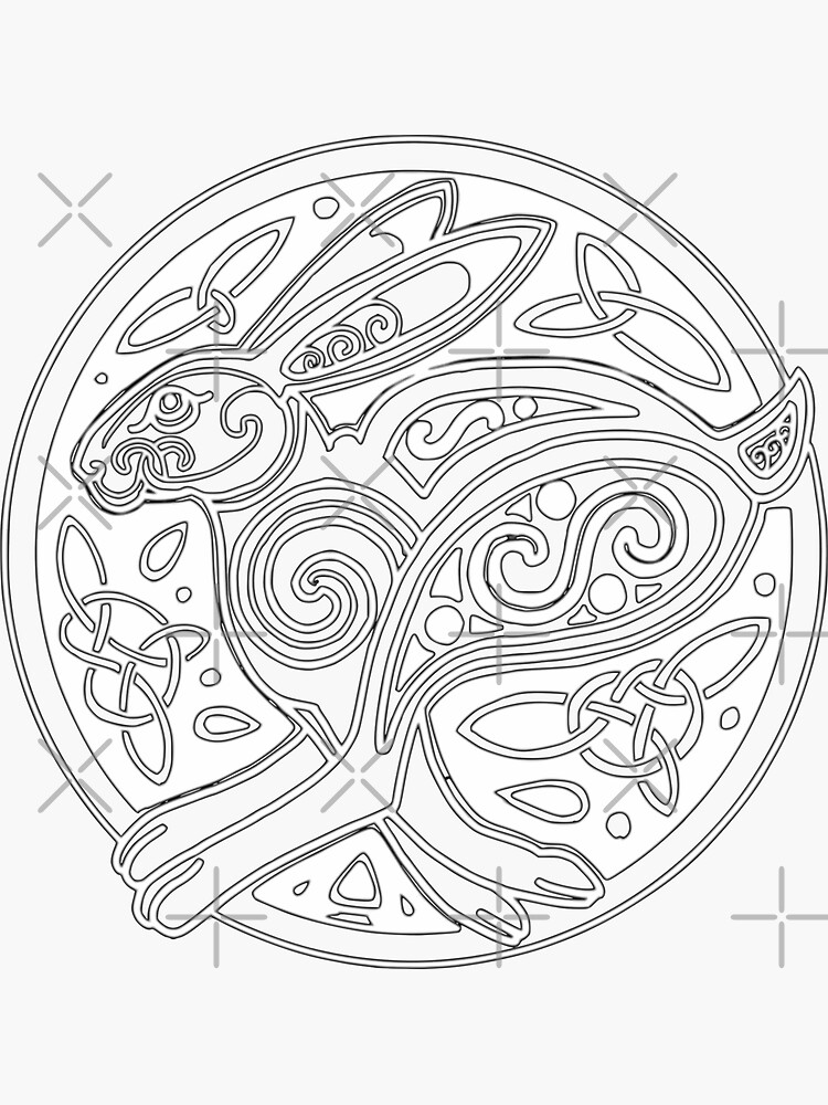 "Celtic Rabbit Spirit Animal Ornament Design" Sticker by macschicken ...
