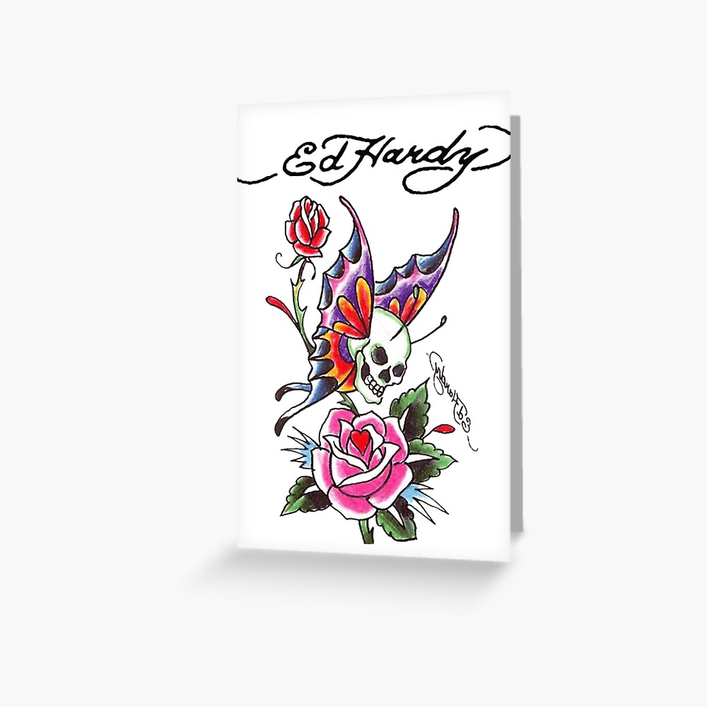 "ed hardy skull butterfly" Greeting Card by ismawak | Redbubble