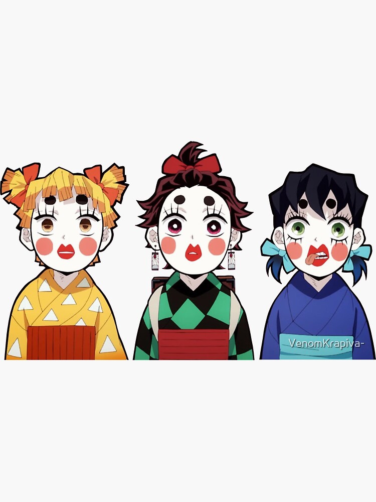 Pegatina «Demon Slayer Kimetsu no Yaiba Chibi Zenitsu, Inosuke y ...