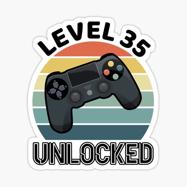"Level 35 Unlocked Video Game 35th Birthday Gift" Sticker for Sale by ...