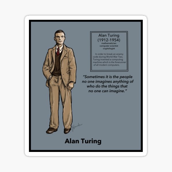 "Alan Turing" Sticker for Sale by bluebell42 | Redbubble