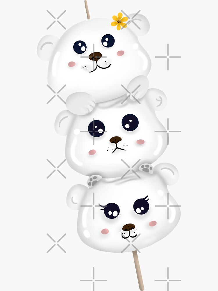 "Cute Polar Bear Dango Sticker" Sticker for Sale by Divyas-Doodles | Redbubble