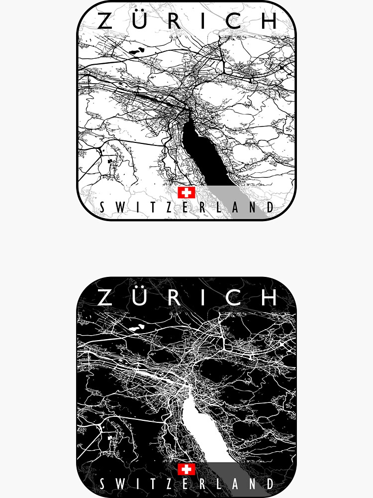 "ZURICH MAP SWITZERLAND Sticker Pack" Sticker by hatimelhag | Redbubble