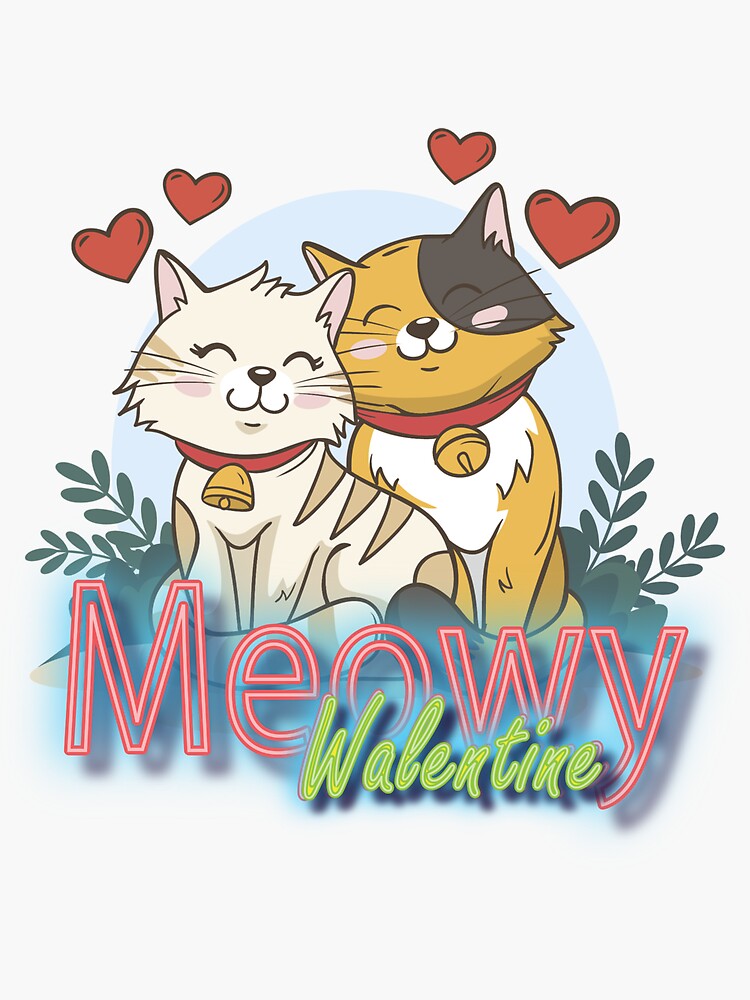 "Meowy Valentine Cute Cats" Sticker for Sale by roleshop | Redbubble