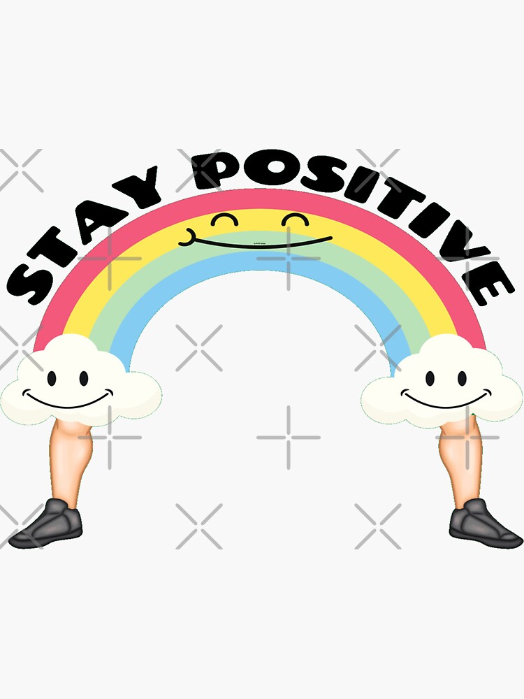 "Stay Positive Rainbow Smiley Face " Sticker for Sale by mewsis | Redbubble