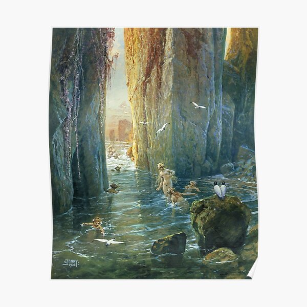 "George Janny. Mermaids bathing on the seashore." Poster by likiska ...