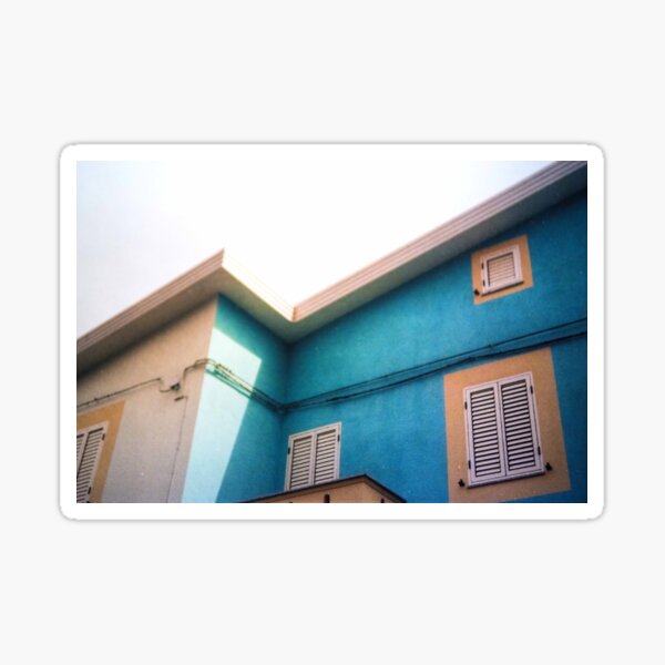 "Geometric Blue and Yellow House" Sticker for Sale by ep-pandality ...