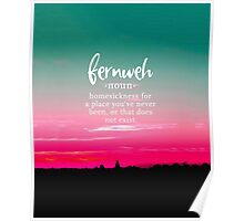 "Fernweh Definition - Word Nerd Wanderlust - Pink Sunset" by Kit Cronk ...