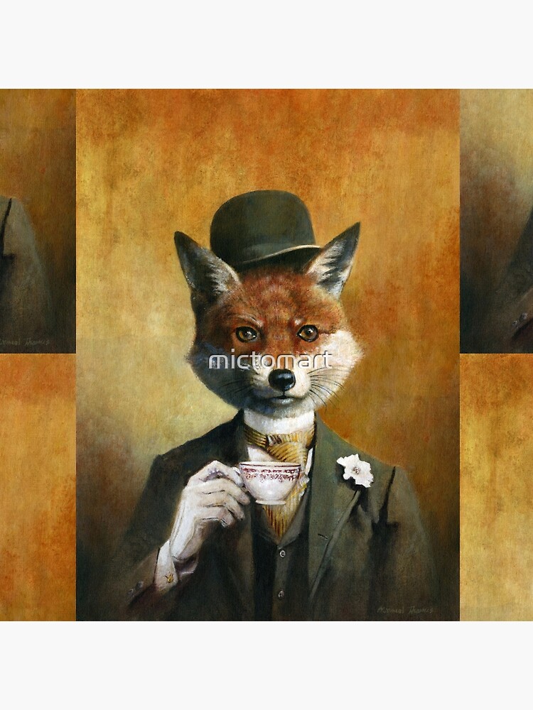 "Teatime Mr Fox" Throw Pillow for Sale by mictomart | Redbubble