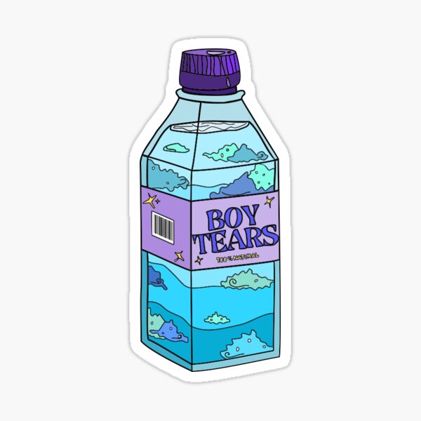 "bottle of boy tears" Sticker for Sale by gugagu | Redbubble