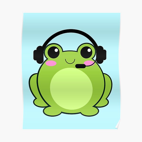 "Green Gamer Frog, Kawaii Frog, Green Frog" Poster for Sale by ...