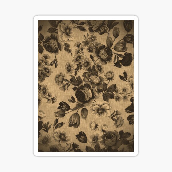 "Vintage Sepia Floral, Antique" Sticker by homemadecreate | Redbubble