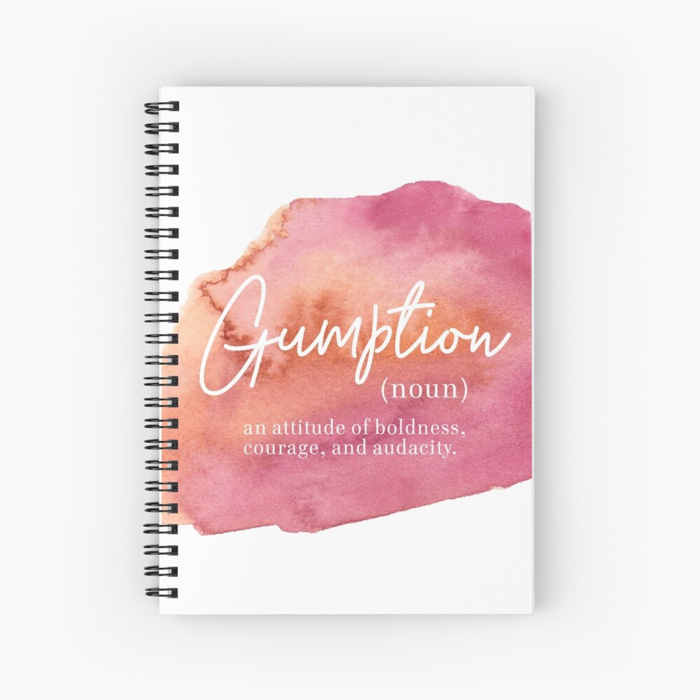 "Gumption Definition - Word Nerd - White Lettering Watercolor" Spiral ...