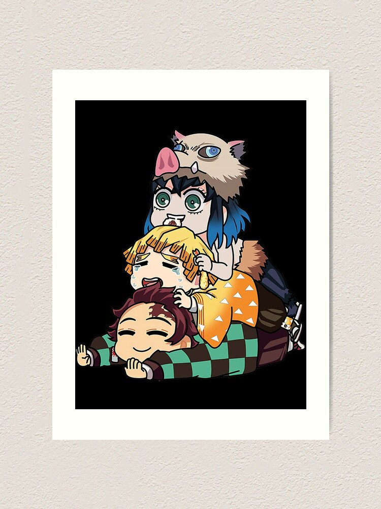 "Demon slayer kimetsu no yaiba tanjiro, zenitsu and inosuke chibi" Art ...