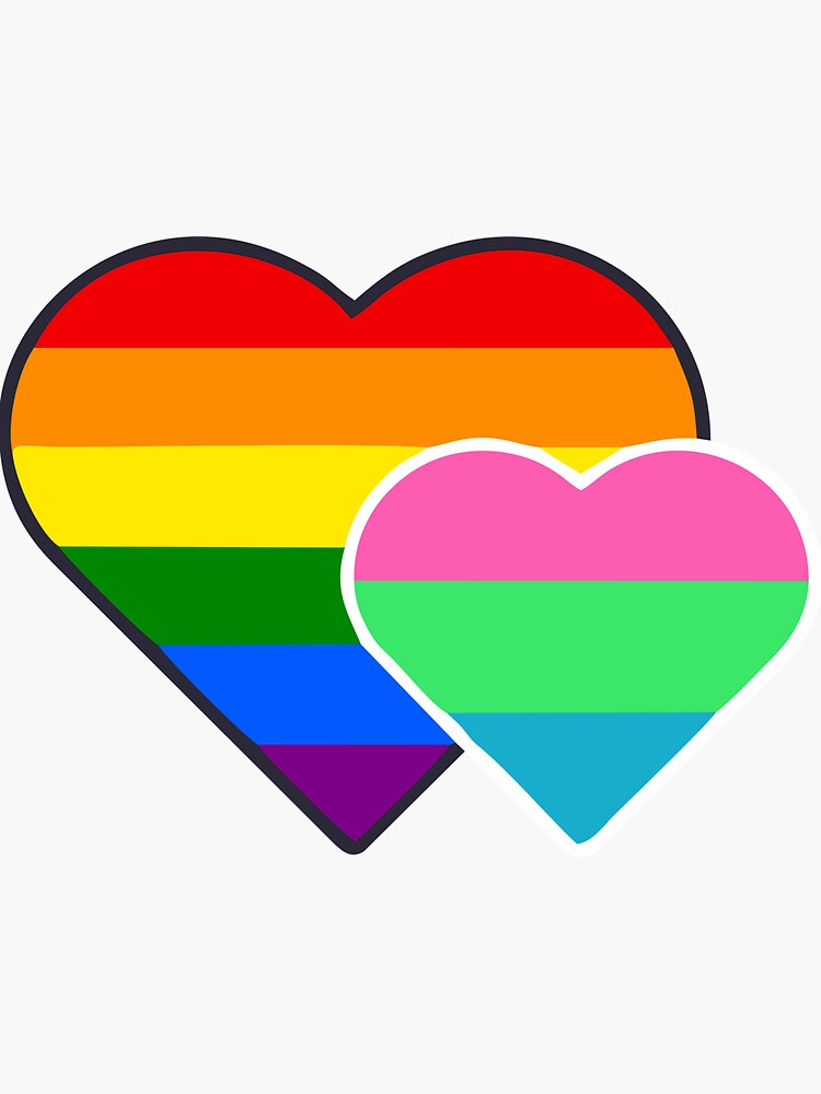 "Polysexual Pride Double Heart" Sticker by Bloodm00ndesign | Redbubble