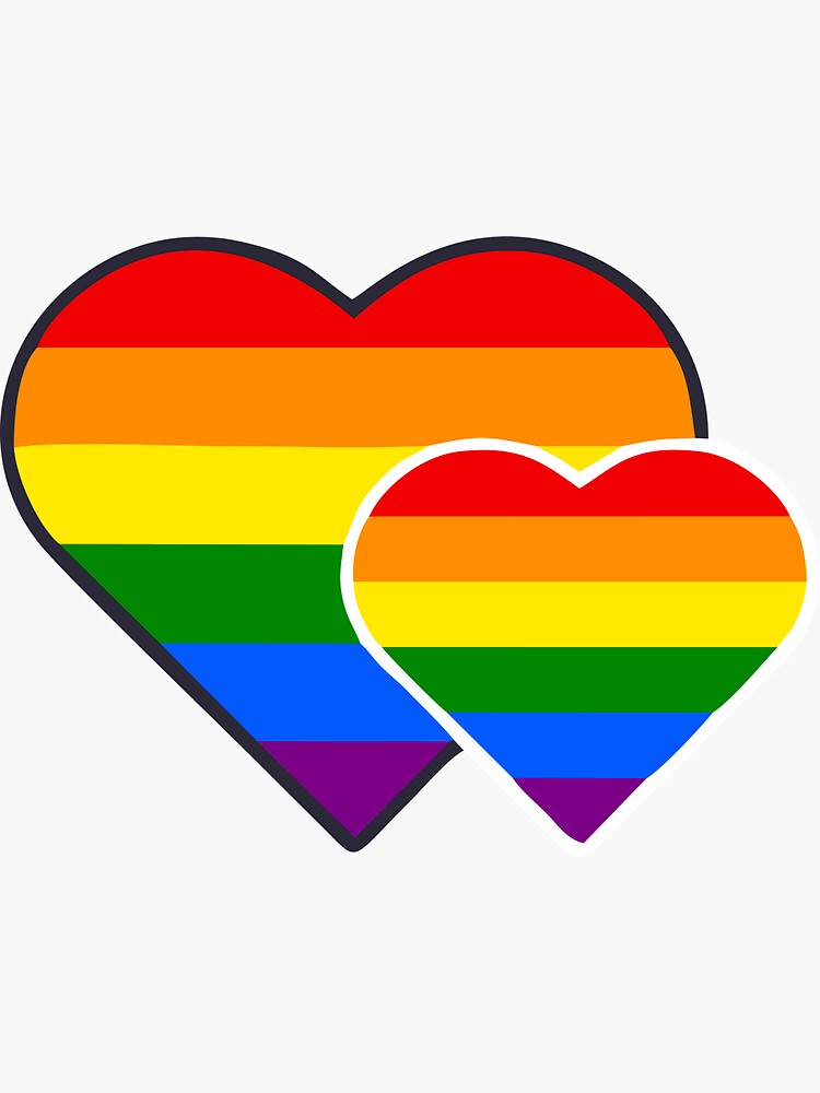 "Pride Double Heart" Sticker for Sale by Bloodm00ndesign | Redbubble