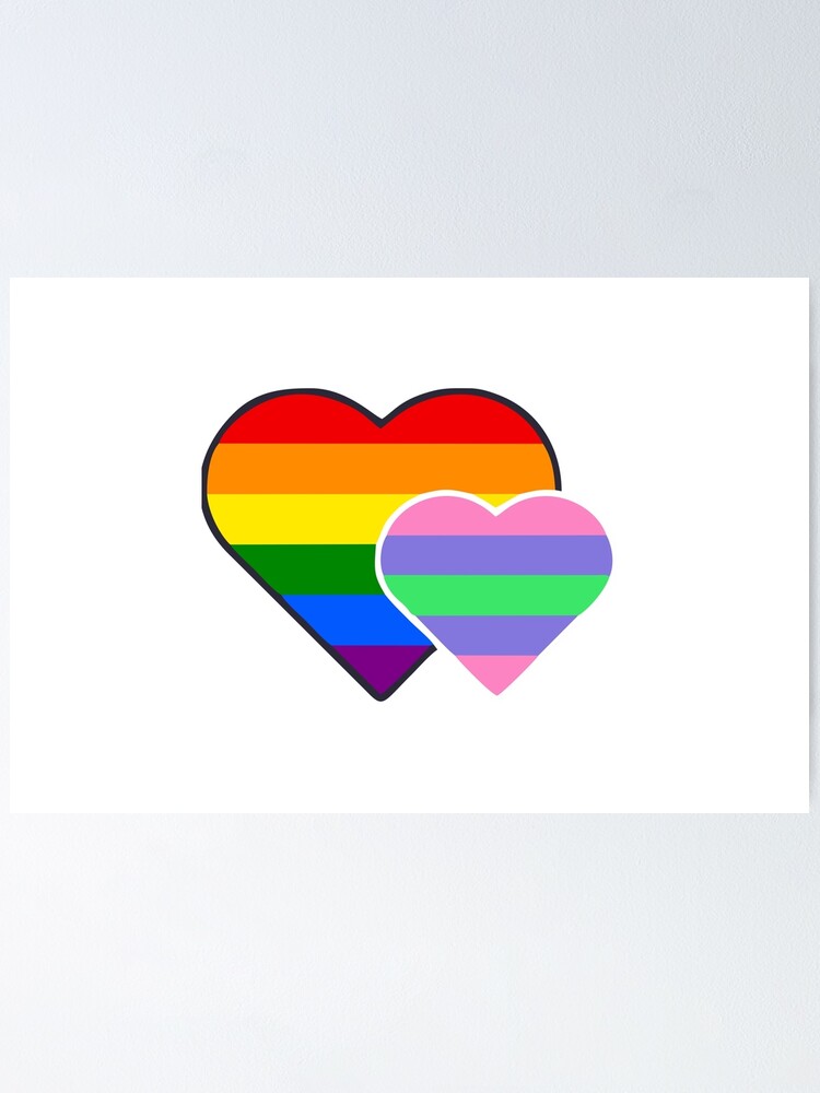 "Trigender Double Heart" Poster by Bloodm00ndesign | Redbubble