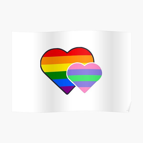 "Trigender Double Heart" Poster by Bloodm00ndesign | Redbubble