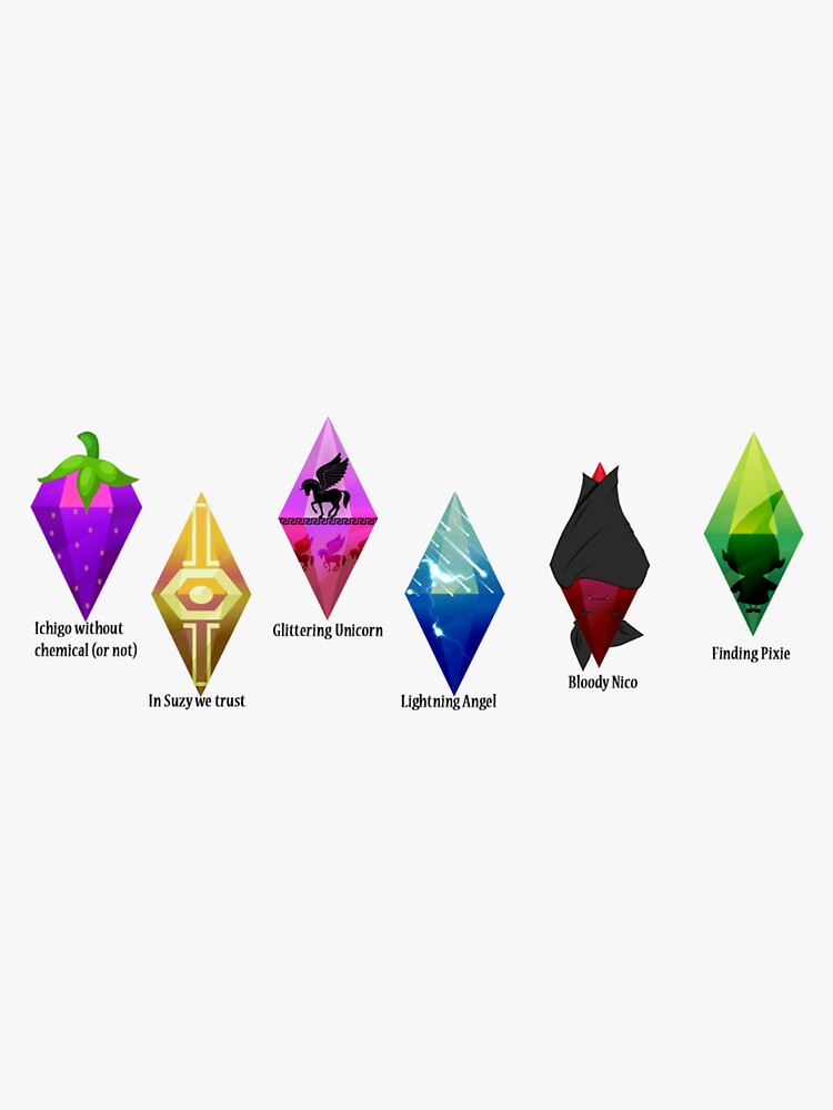 "The Sims 4 Different Coloured Gems " Sticker for Sale by Alfi-Red ...