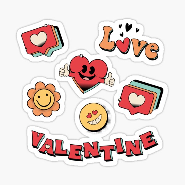 "Vintage valentine love pack" Sticker by retrippy | Redbubble