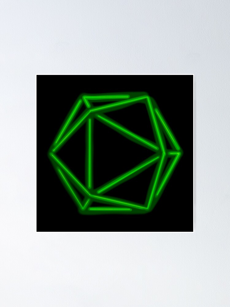 "Green neon sign light d20" Poster for Sale by CaptiveThought | Redbubble