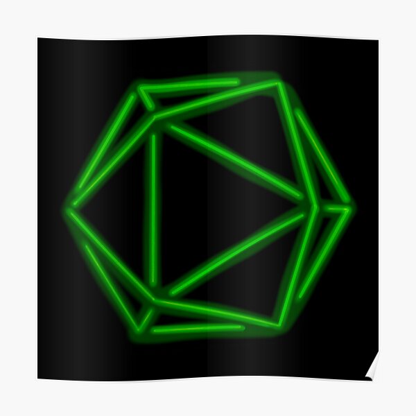 "Green neon sign light d20" Poster for Sale by CaptiveThought | Redbubble