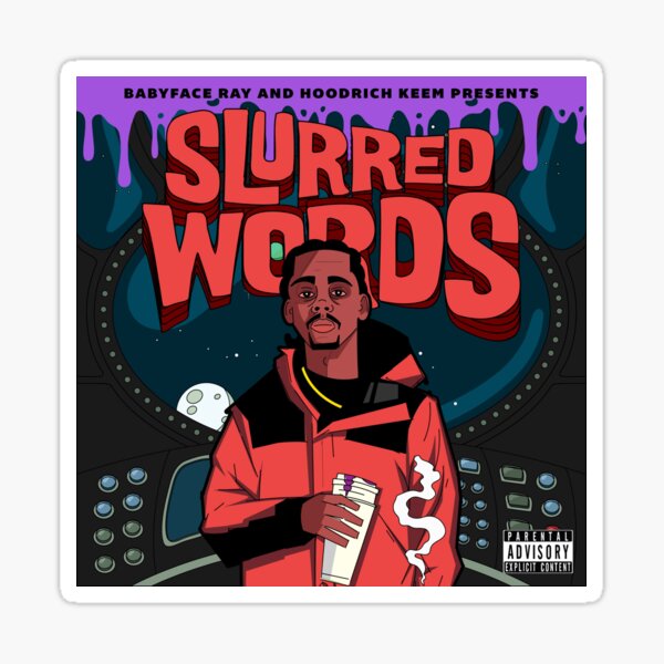 "Babyface Slurred Words" Sticker for Sale by Janetsun | Redbubble
