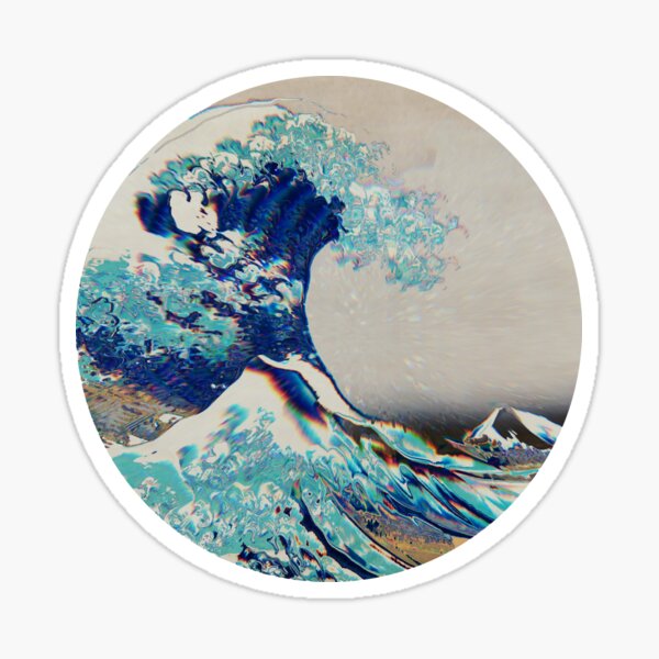 "Trippy Aesthetic The Great Wave off Kanagawa circle" Sticker by opptop ...
