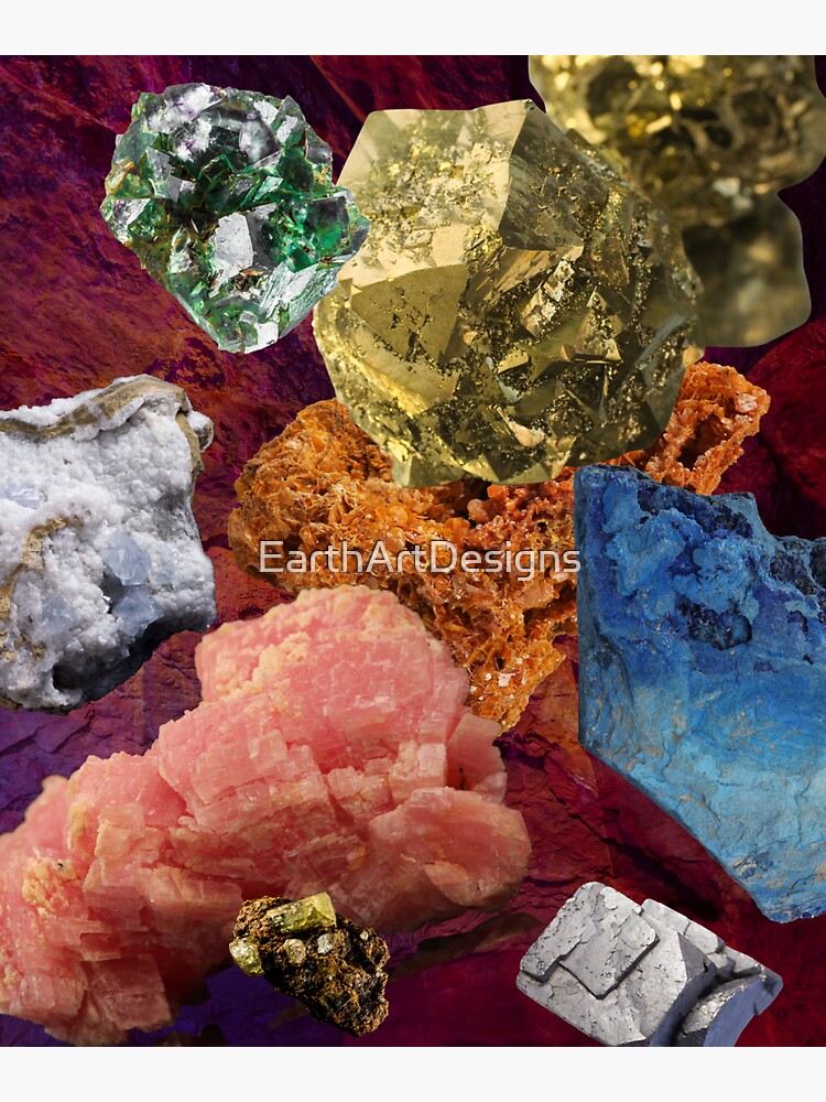 " Colorful Digital Photo Collage Rocks & Minerals Design" Sticker for ...
