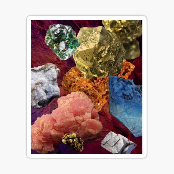 " Colorful Digital Photo Collage Rocks & Minerals Design" Sticker for ...
