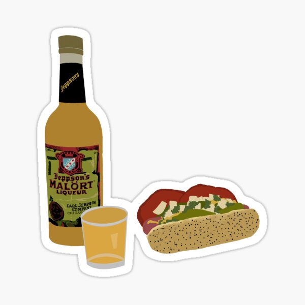 "Malort & Hot Dog" Sticker for Sale by MalortHotDogs | Redbubble