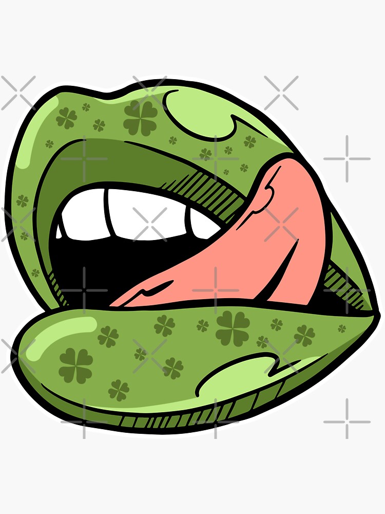 "St Patricks Day Lips with Tongue / Clover Leaf" Sticker by CoolSkin ...