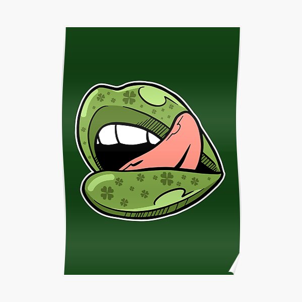 Póster «Labios del día de San Patricio con lengua / hoja de trébol» de ...