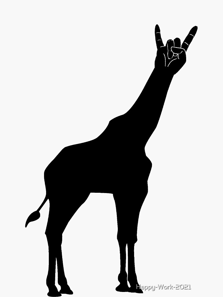 "Freaky Giraffe / Heavy Metal / Funny Fingers / Animal Fun" Sticker for ...