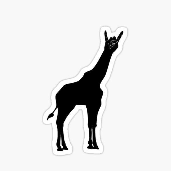 "Freaky Giraffe / Heavy Metal / Funny Fingers / Animal Fun" Sticker for ...