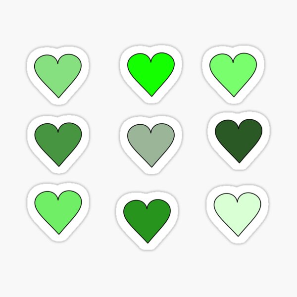 "Green Hearts Sticker PAck" Sticker for Sale by Queen-Pistachio | Redbubble