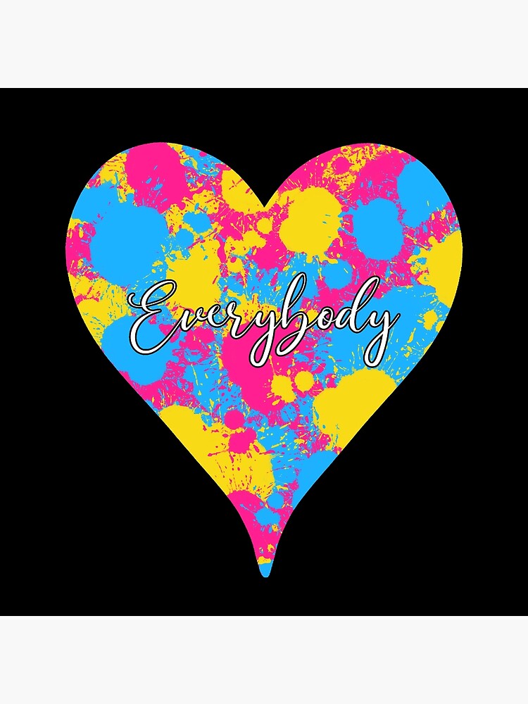 "Love Everybody heart - pansexual flag colours in pink, yellow and blue ...