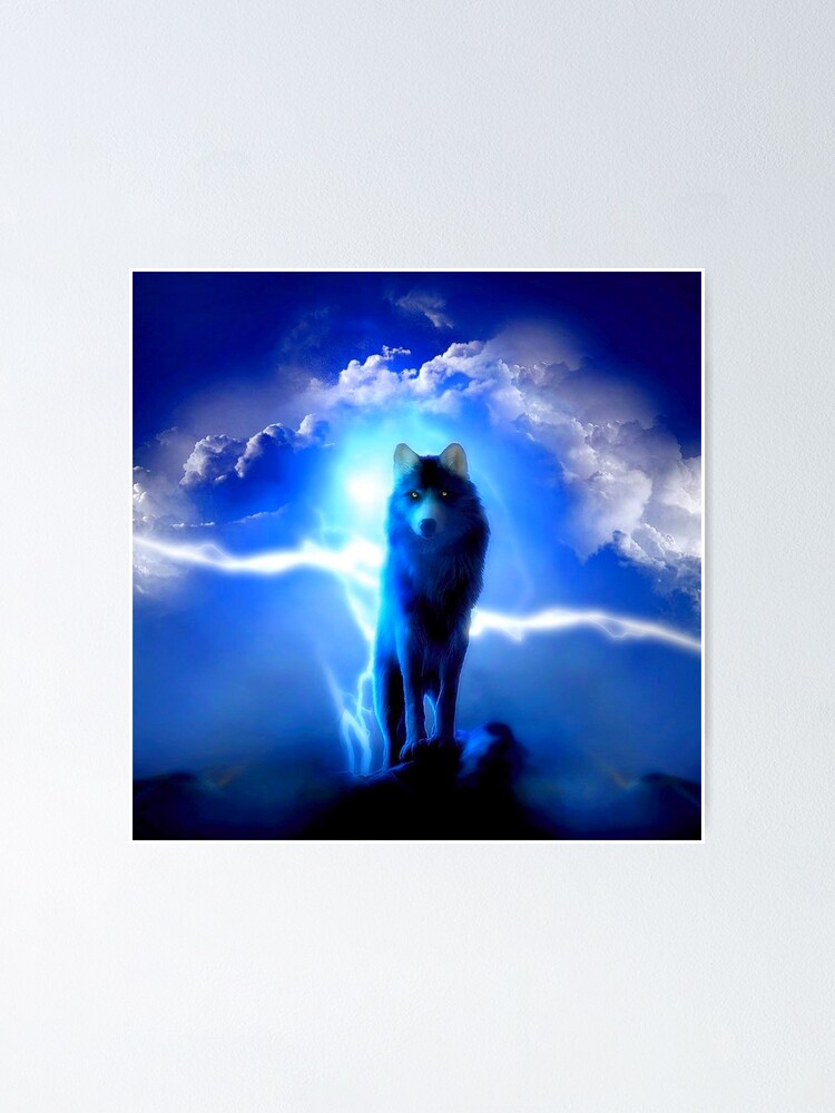 Black Wolf With Blue Eyes Essential Poster For Sale By Jayindu123 Redbubble