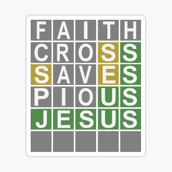 "Wordle Puzzle For Jesus" Sticker for Sale by toddbrooney | Redbubble