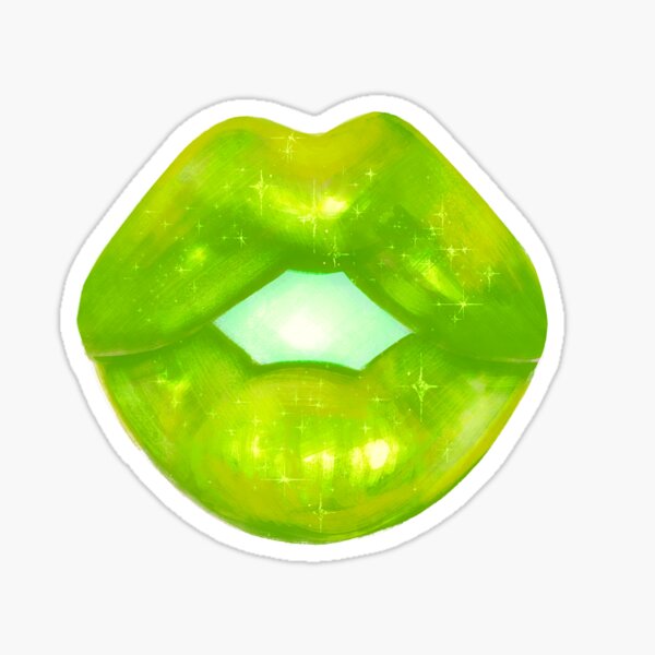 "Green glittery lips" Sticker for Sale by cartuart | Redbubble