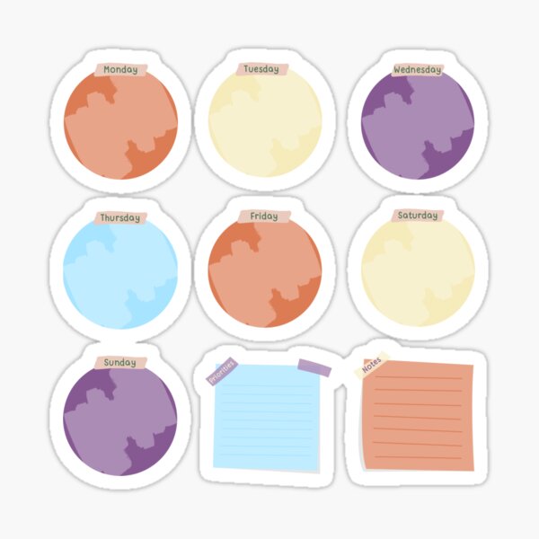 "Cute Weekly Planner Sticker Pack" Sticker for Sale by Nichestalgia ...