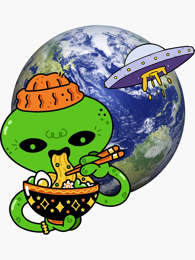 "An Alien Eating Ramen" Sticker by ramazis | Redbubble