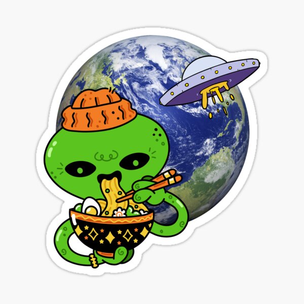 "An Alien Eating Ramen" Sticker by ramazis | Redbubble