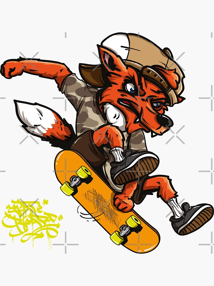 "Skateboarding - Fox" Sticker for Sale by Store-Designify | Redbubble