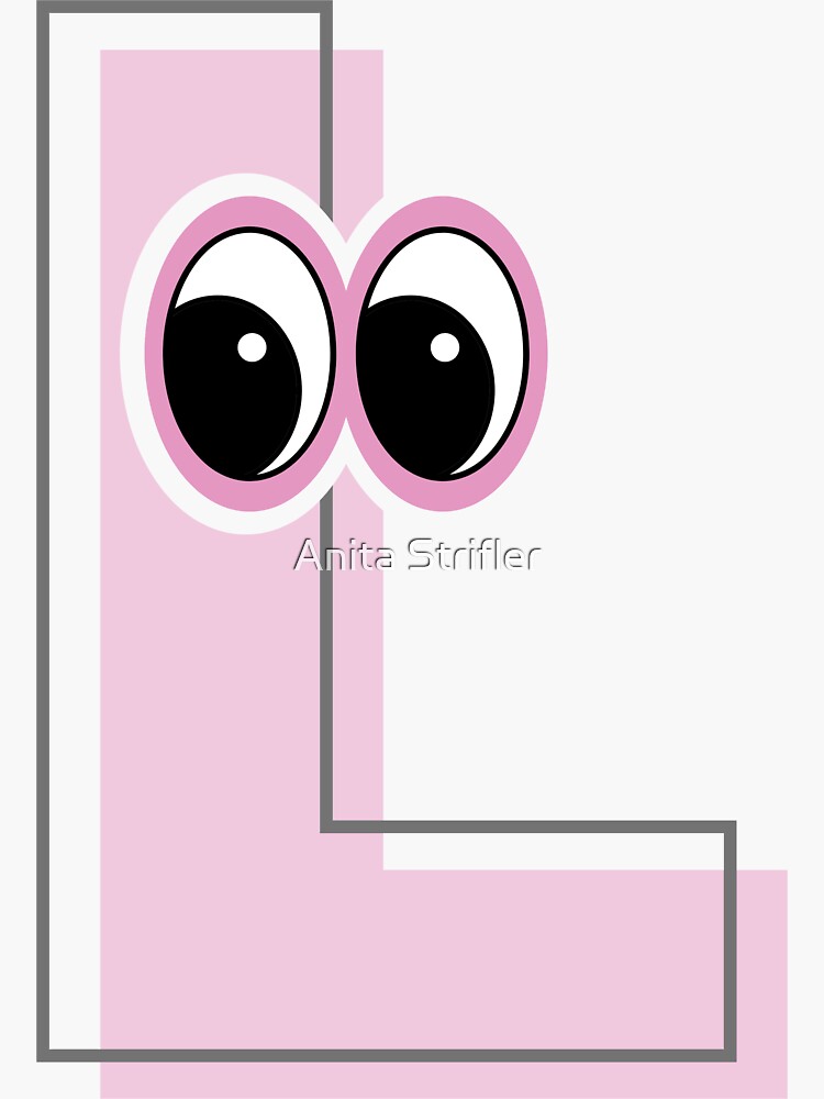 "Pink letter L with eyes" Sticker by anitastrifler | Redbubble