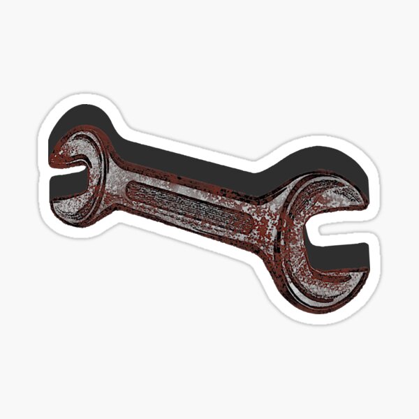 "rusty wrench, mechanic, tool, handyman, great designs for men" Sticker ...